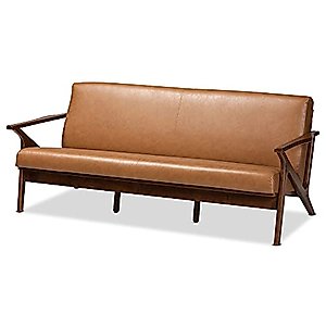 Baxton Studio Bianca Sofas, Tan/Walnut Brown