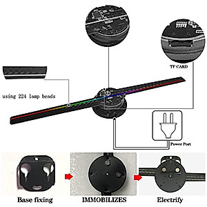 3D Hologram Fan,12.6 Inch 3D Hologram Projector Advertising Display with 1.2 Inches Thick, 700 Video Library and 224 LED for Business Store Signs,Bar,Casino,Party Missyou