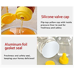 Skywin Honey Jar - Clear Plastic Squeeze Honey Bottles and Honey Container Dispenser with Flip Lid and Seal (10, 32oz)