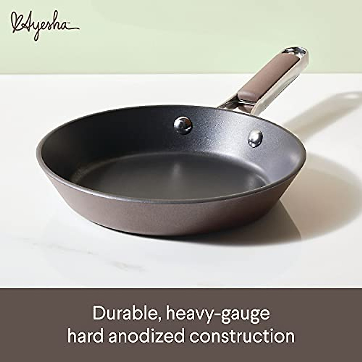 Ayesha Curry Kitchenware Ayesha Curry Hard Anodized Collection Nonstick Frying Pan, 8.25-Inch, Charcoal