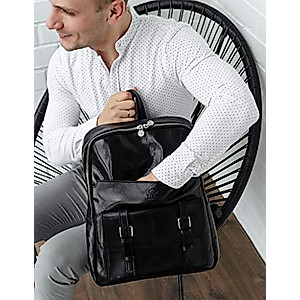 Time Resistance Leather Backpack Vintage Rucksack Purse for Laptop up to 15 in Black