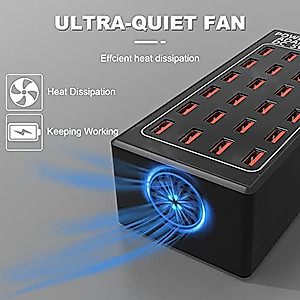 RUANSZZ USB Charging Station Multiport 100W 24-Port USB Desktop Charging Station USB Charger 24-Ports Element Hub Compatible with iPhone iPad Android All Other USB Enabled Devices
