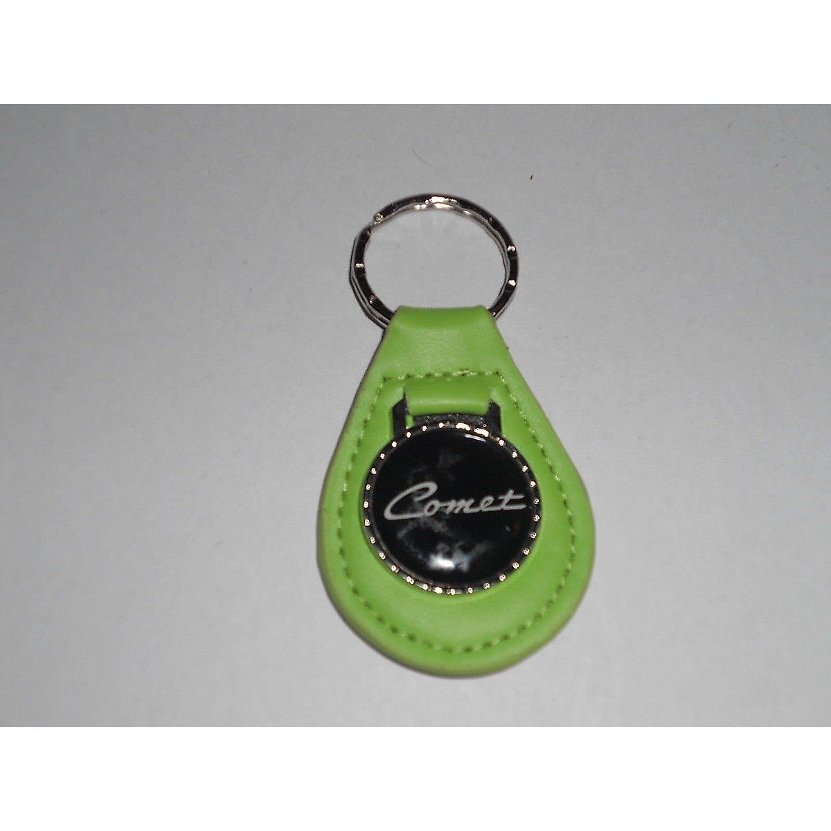 COMET SCRIPT LEATHER KEYCHAIN - BRIGHT GREEN