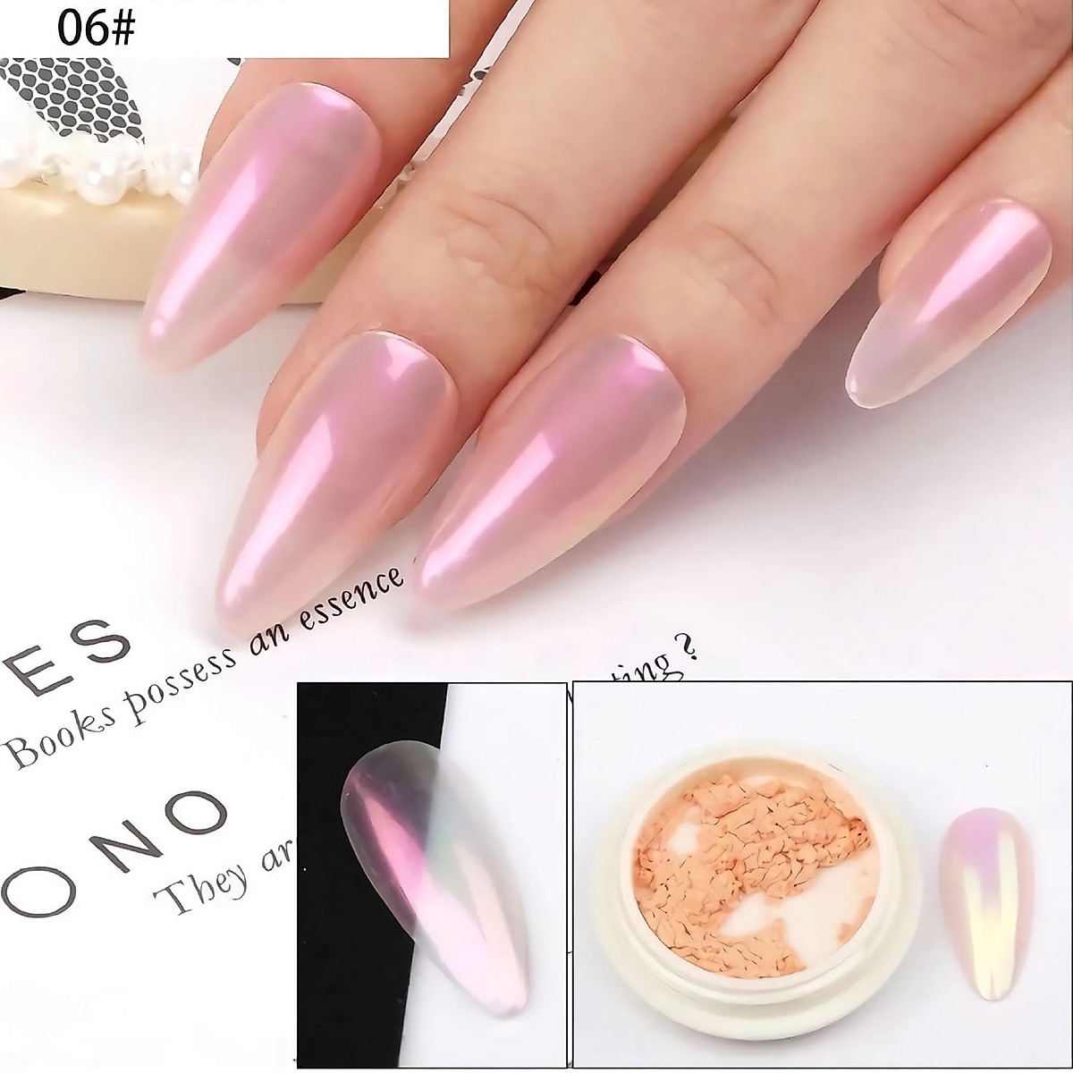 6 Color Chrome Nail Art Powder Sparkling Mermaid Aurora Nail Glitter Allstarry Nail Powder for Acrylic Nails Shiny Pigment Holographic Mirror Effect Pigment Chrome Nail Art Supplies