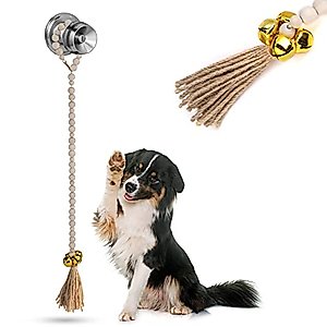 JAKI Dog Doorbell for Potty Training and Door Knob, 30.7inch Adjustable Hanging Bells for Dogs to Ring to Go Outside Sliding Door, Puppy Housetraining Door Bell (1PK, Rustic Gold)
