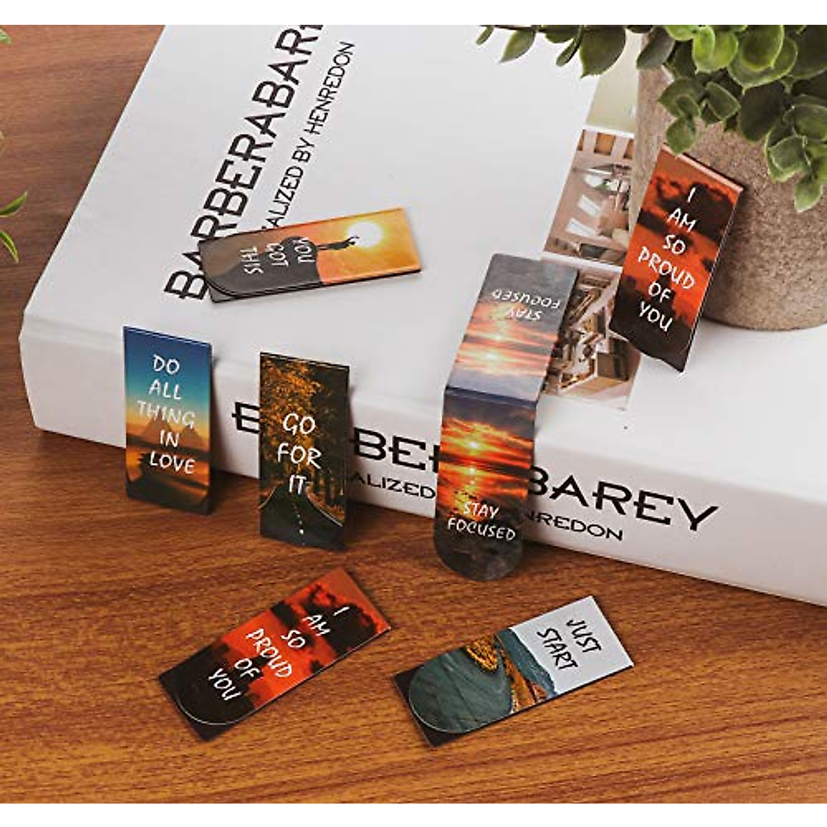 Magnetic Bookmarks,46PCS Inspirational Slogan Nature Scenery Pattern Bookmarks, Encourage Yourself Book Mark for Book Lovers,Women, Man, Kids,Gift, Tudents, Teachers, School, Home(2.4 x 1 inch)