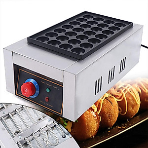 Electric Takoyaki Maker, Commercial 28PCS/56PCS Takoyaki Grill with Nonstick Molds Japanese Octopus Fish Ball Cake Grill Pan 110V (28PCS 2KW)