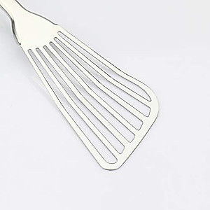 304 Stainless Steel Fish Spatula, Non-Slip Ergonomic Handle Slotted Spatula, Black