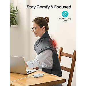 Heating Pad for Back Pain Relief, EVAJOY 24" x 29.5" Large Size Electric Massager Heating Pad for Neck, Back, Shoulders with 3 Heat Levels, 6 Massage Settings, 2H Auto Shut-Off