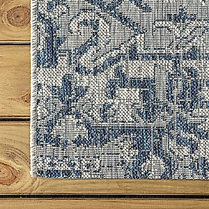 JONATHAN Y SMB105B-3 Estrella Bohemian Medallion Textured Weave Navy/Gray 3 ft. x 5 ft. Indoor/Outdoor Area Rug Coastal, Traditional, Transitional, Perfect for Backyard, Patio, Porch