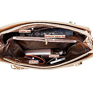 Chikencall Women Fashion PU Leather Satchel Hobo Handbag Handbag+Shoulder Bag+Purse+Card Holder 4Pcs Set Tote Handbag