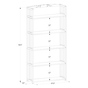 MoNiBloom Bamboo Bookcase with Decorative Carvings, Bamboo 5-Tier Adjustable Book Shelf Stand Storage Organizer for Living Room Kitchen Office Garden, Natural