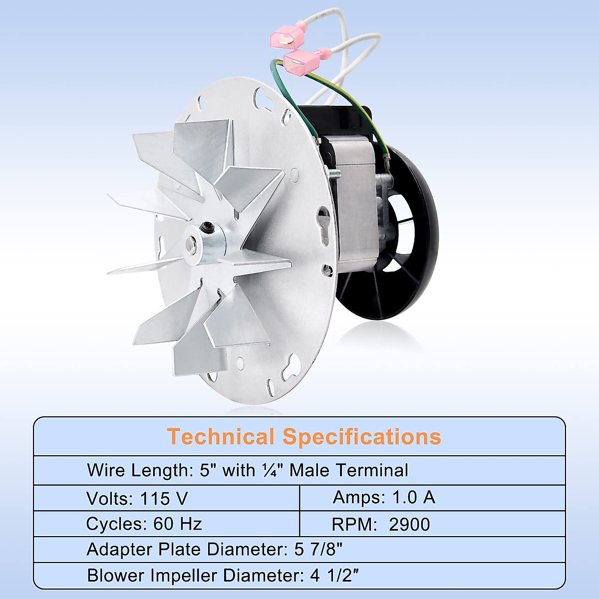 Criditpid Replacement 812-4400 Exhaust Blower Motor for Quadra-Fire Santa Fe, Castile, PelPro PP130, PP60, Pleasant Hearth PH35PS, PH50CABPS Pellet Stoves.(without Housing)