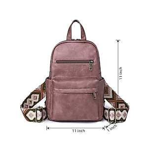 ALUSBELL Vintage Sling Bag Sling Backpack for Men Women, Vegan Leather Crossbody Bag Fanny Packs, Fashion Chest Bag Daypack with 2 Adjustable Straps,Pink
