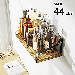 Love-KANKEI Floating Shelves Wall Mounted Set of 3, Large Wood Wall Shelves for Storage, Rustic Shelves for Display Bathroom,Bedroom,Living Room,Kitchen,Office and More Carbonized Black