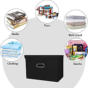 DABEACT Foldable Fabric Storage Cube Bins with Lids collapsible storage bins basket Closet Organizers with Handles for Home ,Storage Boxes for Organizing,3 Pack,(Black)