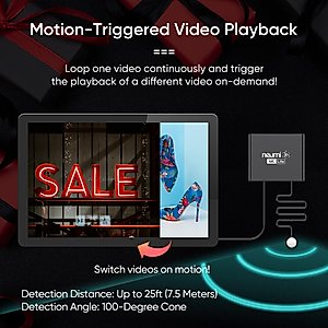 NEUMI Atom 4K Lite Ultra-HD Digital Media Player with Motion Sensor and Push Button Trigger Bundle, Plays 4K/UHD Videos from USB Drives and SD Cards, HEVC/H.265, HDMI, Automatic Playback and Looping