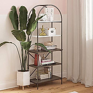 CosmoLiving by Cosmopolitan Vivinne 5 Shelf Oak Bookcase, Gray (Wood Grain)