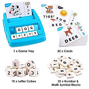 Pup Go Match Letter Game, Spelling Word Games, Educational Early Learning Toys for Age 3 4 5 6 7 8 Year Old Kids, Preschool Toys Board Game Gifts for Boys Girls (Light Blue)