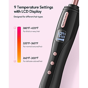 Wavytalk 3/8 Inch Small Curling Iron, Small Curling Iron Wand for Short & Long Hair, Ceramic Small Barrel Curling Iron with Adjustable Temperature, Include Heat Resistant Glove (Rose Pink)