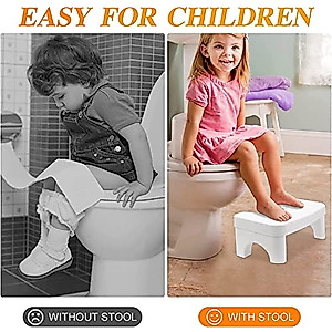 Squatting Toilet Stool, 7 Inch Potty Bathroom Poop Stool for Adults and Children, White