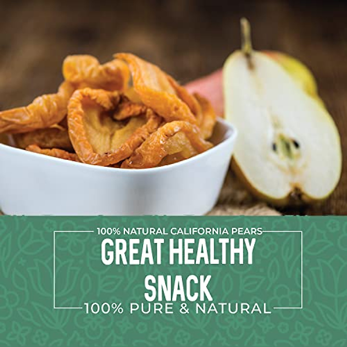 Dried Pears No Sugar Added 16 oz. Dried Fancy Pears Fresh Fruit, Dehydrated California Grown Pears, Unsweetened Dried Pears. All Natural, Non GMO. No Sugar Added Pears, 1 Pound
