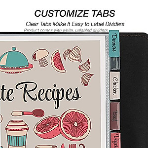 Samsill 8 Tab Recipe Dividers, Recipe Sleeves, Sheet Protector Dividers, with Tab Inserts, Clear, Super Heavyweight, Top Loading, 3 Hole Punched for Standard Letter Size Binders, Archival Safe
