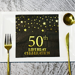 Pandecor Birthday Party Plates and Napkins Party Supplies,Disposable Birthday Party Decorations Set Serve up to 20 Guests (50 years old)