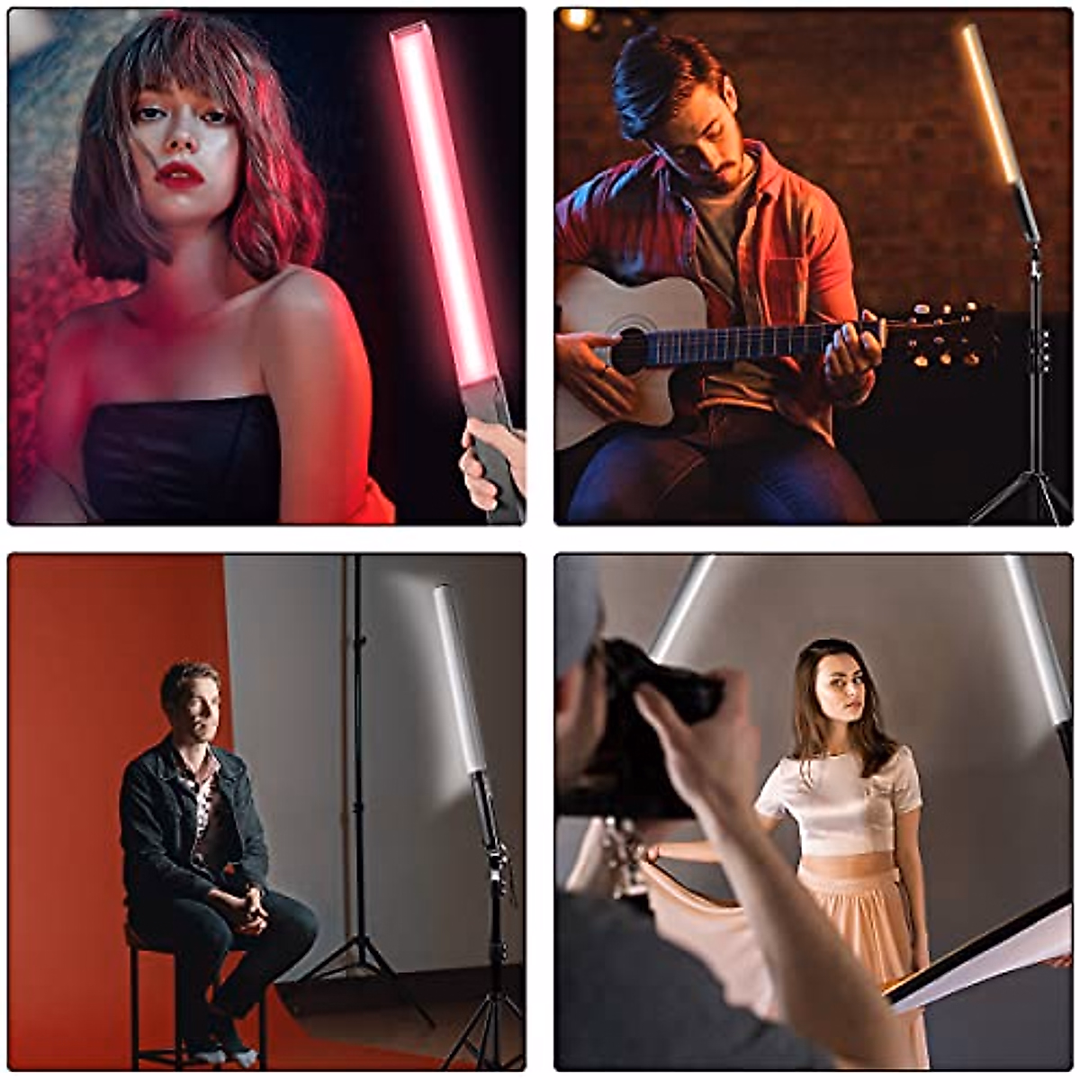 2 Pack RGB LED Video Light Wand Stick with Tripod,Hagibis Photography Studio Lighting Kits with Adjustable Light Stand&Remote Control 10 Color Modes,3200K-5600K