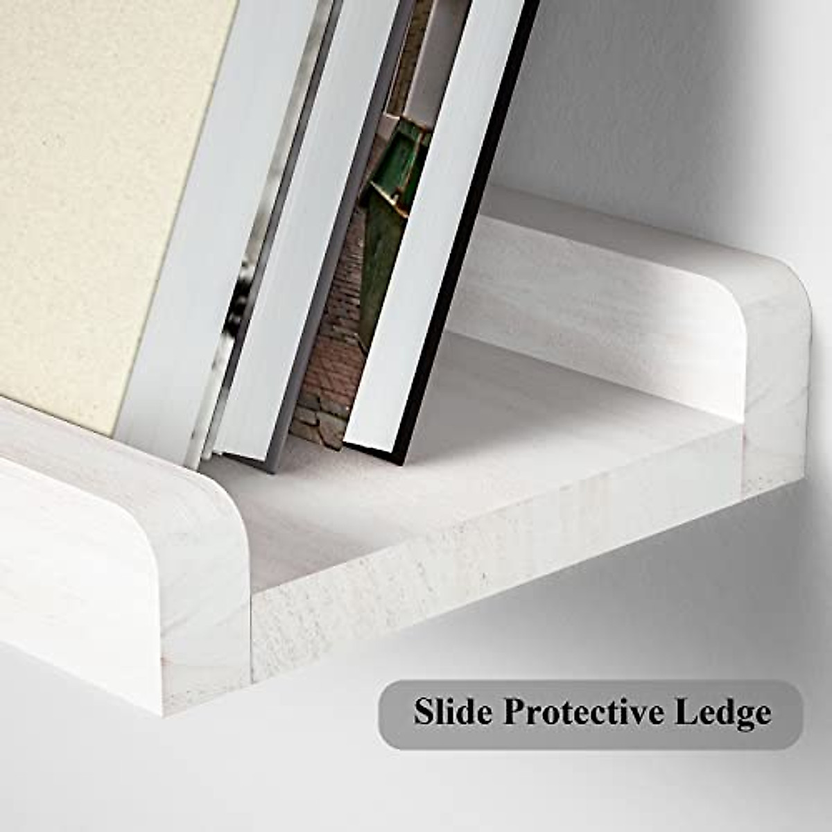 Love-KANKEI Floating Shelves Wall Mounted Set of 2, 17 Inch Rustic Wood Wall Shelves for Storage, Bedroom Living Room Bathroom Kitchen Office and More White