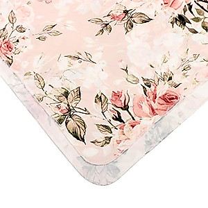 Galabloomer Newborn Receiving Blanket Headband Set Flower Print Baby Swaddle Receiving Blankets Vintage Rose