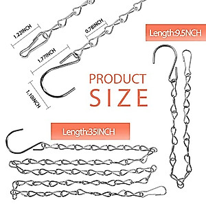 Teenitor 8 Pieces Plants, Bird Feeders, Lanterns and Ornaments, 4 pieces 35 Inch and 4 pieces 9.5 Inch Hanging Chain with Hooks, Decorative Chains for Hanging
