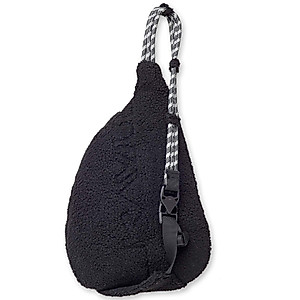KAVU Mini Rope Fleece Bag Sling Crossbody Sherpa Backpack Travel Purse - Black