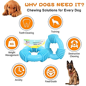 SIKROFEGEN Dog Chew Toy for Aggressive Chewers Medium and Large Breed, Freezable Dog Chew Toys for Teething Dogs, Ultra-Tough Natural Rubber Nearly Indestructible Donut Dog Toy, Dog Chew Ring Toys