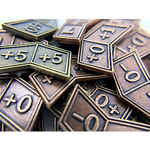 Citadel Black MTG Buff Counters Expansion Set of 30 Metal Tokens - with Velvet Drawstring Pouch, Antique Gold & Copper Finish Metal Tokens, Magic: The Gathering