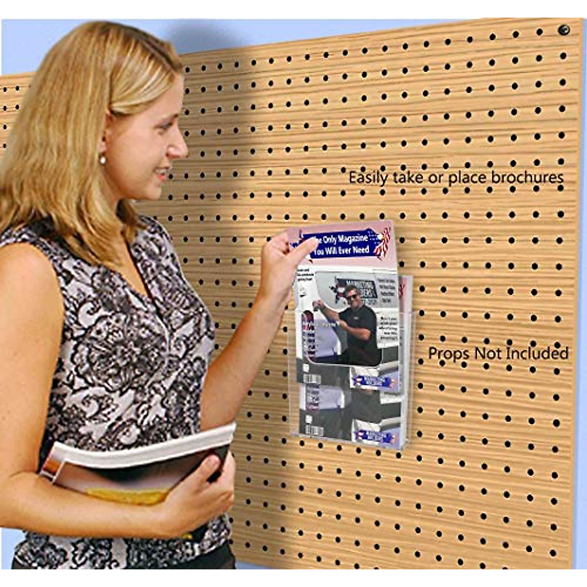 Marketing Holders 6 Pack Pegboard Brochure Holder 6.5" Wide Pamphlet Display Booklet Maps Literature Printed Material Menu Clear Acrylic Literature Organizer