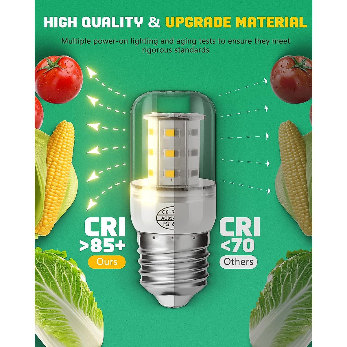 BOGDA Refrigerator LED Light Bulb KEI D34L Refrigerator Bulb Light Replacement Fit for Frigi-daire Ken-More-2 Packs (3.5W 85V-265V E27 2700K Warm Light)