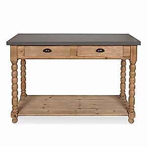Kate and Laurel Rutledge Farmhouse Chic Two Drawer Console Table, Rustic Wood Base and Concrete Gray Top