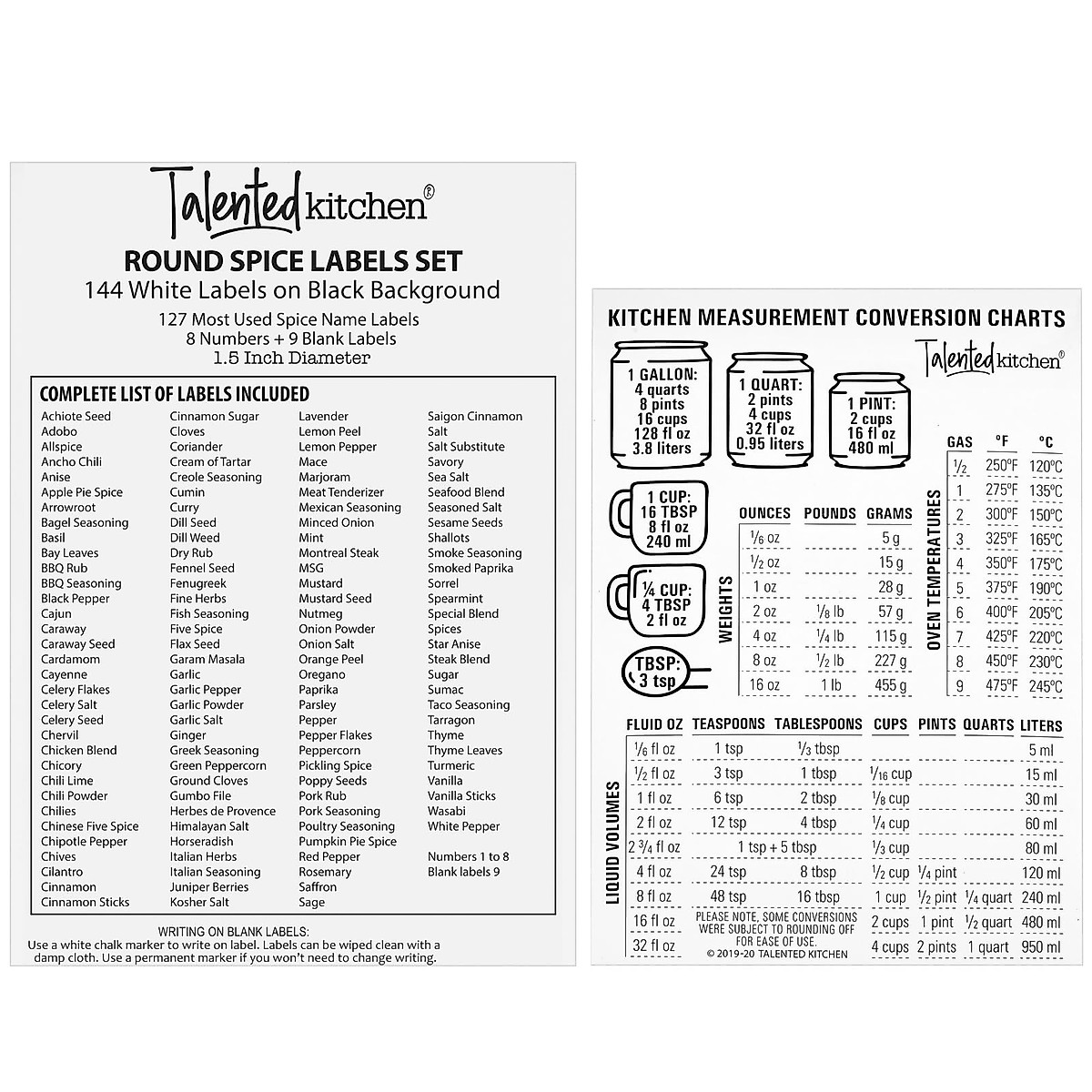 Talented Kitchen 4 Stainless Steel Spice Racks Wall Mount Organizer for Cabinet Door with 24 Empty 4oz Glass Jars, 269 Clear Seasoning Labels (2 Styles)