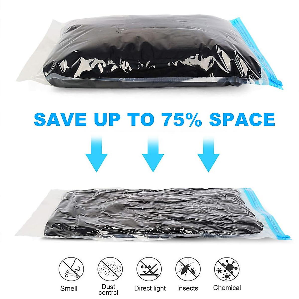 Compression Bags for Travel - Travel Essentials - 12 Pack Space Saver Bags - No Vacuum or Pump Needed - Vacuum Storage Bags for Travel Accessorie - Travel and Home Packing Organizers (transparent)