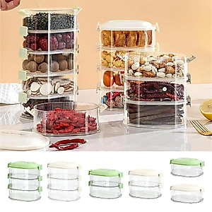Multi-layered Seasoning Transparent Storage Box, Containers for Organizing Pantry, Food Storage Containers with Lids Airtight, Plastic Spice Storage for Fruits, Vegetables (3*green)