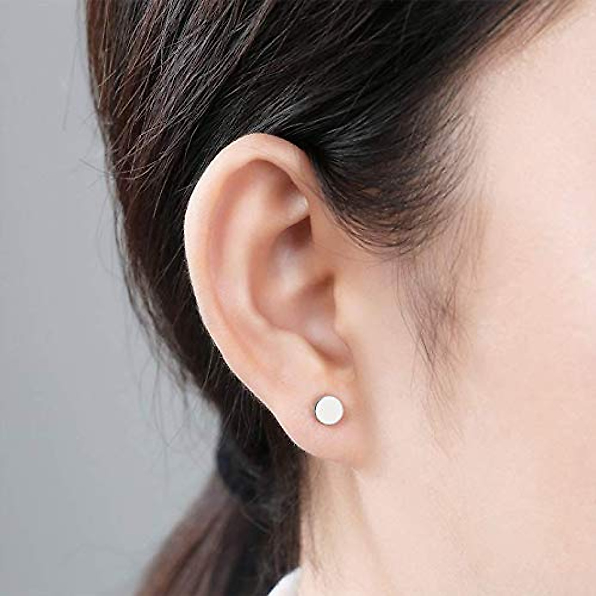 Black Earrings Hypoallergenic Stainless Steel Ear Studs Black and Silver Set for Men Women 6mm 8mm