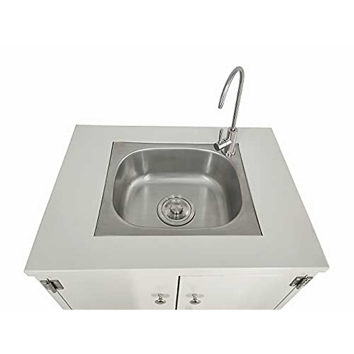 Steel Cabinet Portable Sink Self Contained Hand Wash Station Mobile Sink Water Fountain Water Supply 110V/12V Powered Built-in Pump Water Jugs NOT Included 24 X 18 X 30" Cabinet Size 10094-NF