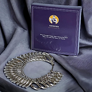 MUDDER Stainless Steel Finger Sizer Measuring Ring Tool, Size 1-13 with Half Size, 27 Pcs