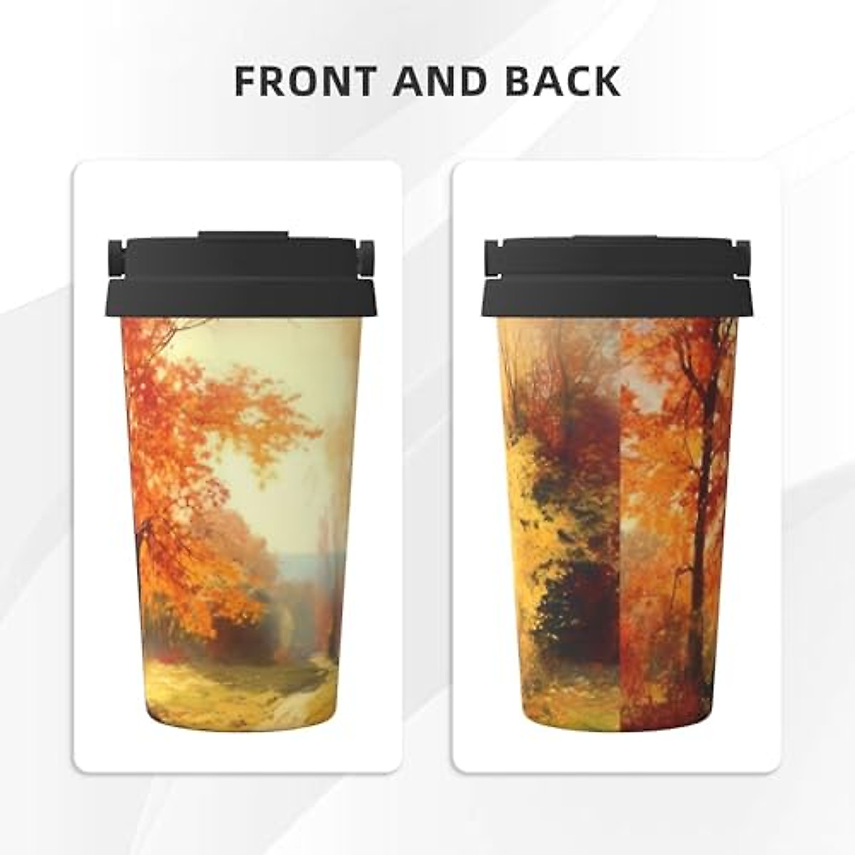 GTKSYNVE Reusable Coffee Mug with Lid and Handle, Autumn scene Tumbler for Hot & Cold Drinks 16oz Stainless Steel Insulated Coffee Tumblers Double Wall Vacuum Thermal Cup