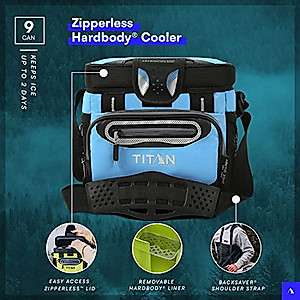 Arctic Zone Titan Deep Freeze Cooler - 9 Can Zipperless Hardbody Cooler - Deep Freeze Insulation, HardBody Liner, and SmartShelf