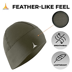 Helmet Liner Sweat Wicking Skull Cap Beanie. Ultimate Performance Moisture Wicking. Fits Under Helmets Khaki