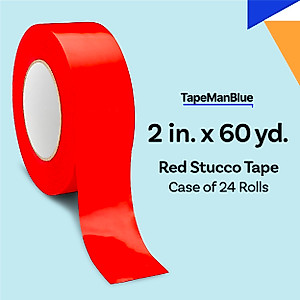 Red Stucco Tape, Case of 24 Rolls, 2 inch x 60 Yards, UV Resistant Polyethylene Tape (PE Tape)