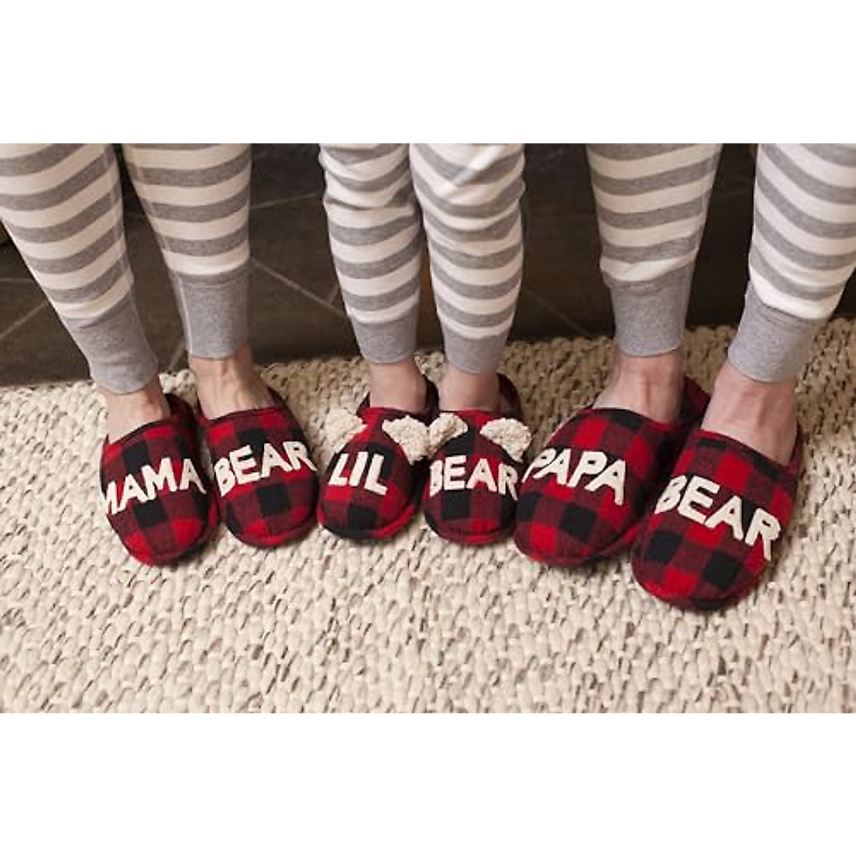 Dearfoams baby girls Unisex-child Lil Bear and Bear Slipper, Lil Bear Buffalo Plaid, 4-5 Big Kid US