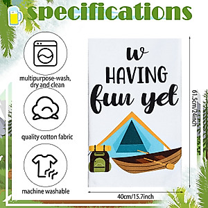 Kingdder 6 Pcs Camper Dish Towels Camping Kitchen Towels Funny Sayings Happy Camper Towels 16 x 24 Inches Kitchen Hand Towels Housewarming Farmhouse Gift Camping Accessories for RV Campers